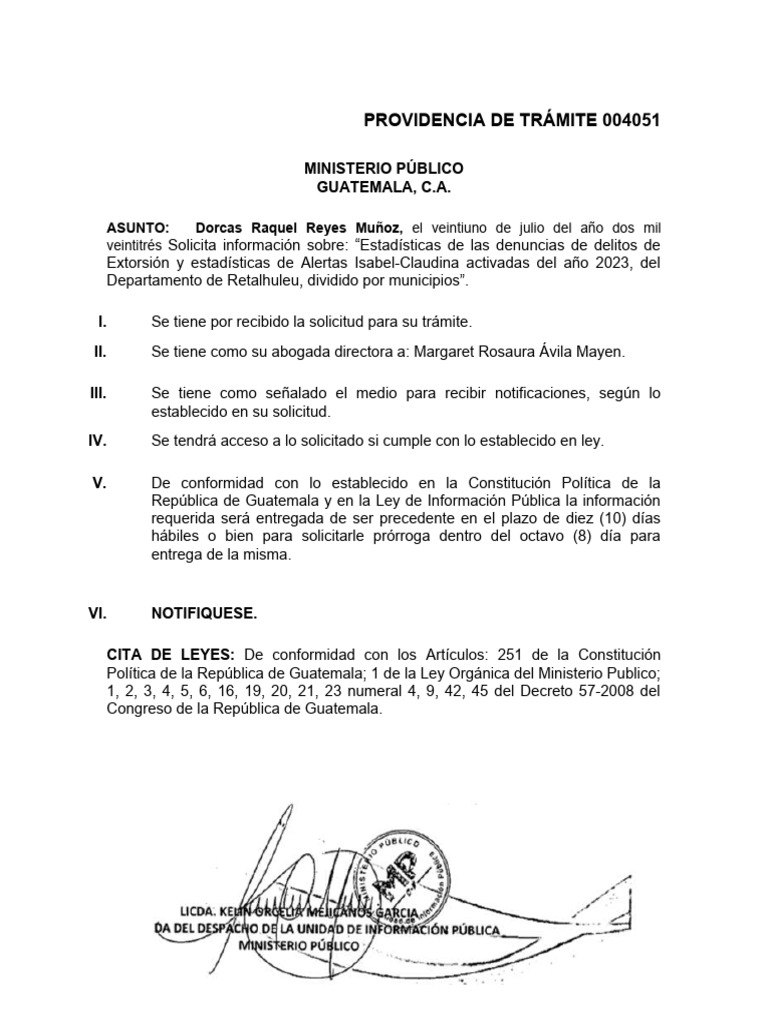Providencia de Tramite Dorcas Reyes | PDF | Guatemala | Justicia