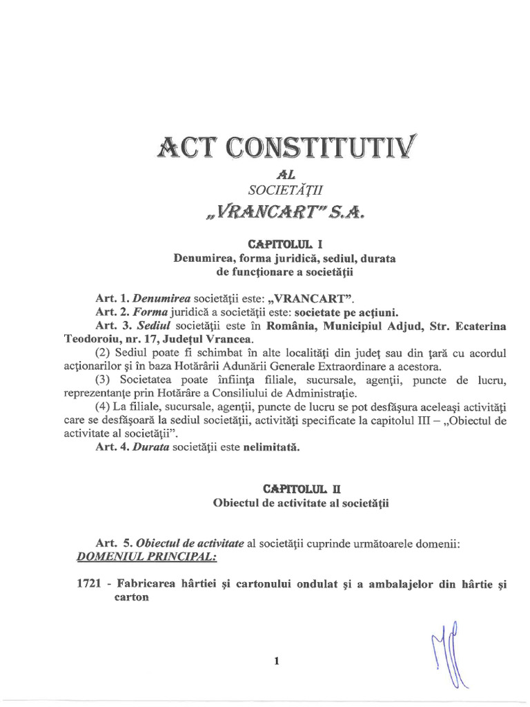 VNC - Act Constitutiv Actualizat 27.01.2022 | PDF