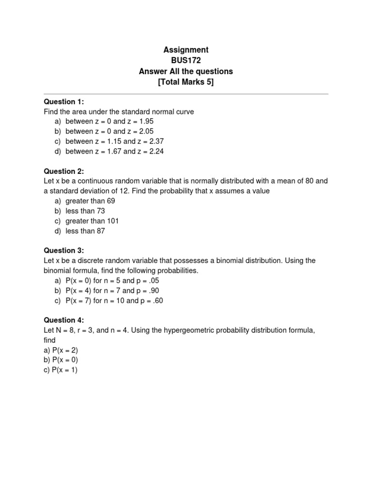 Probability and Statistics Assignment | PDF