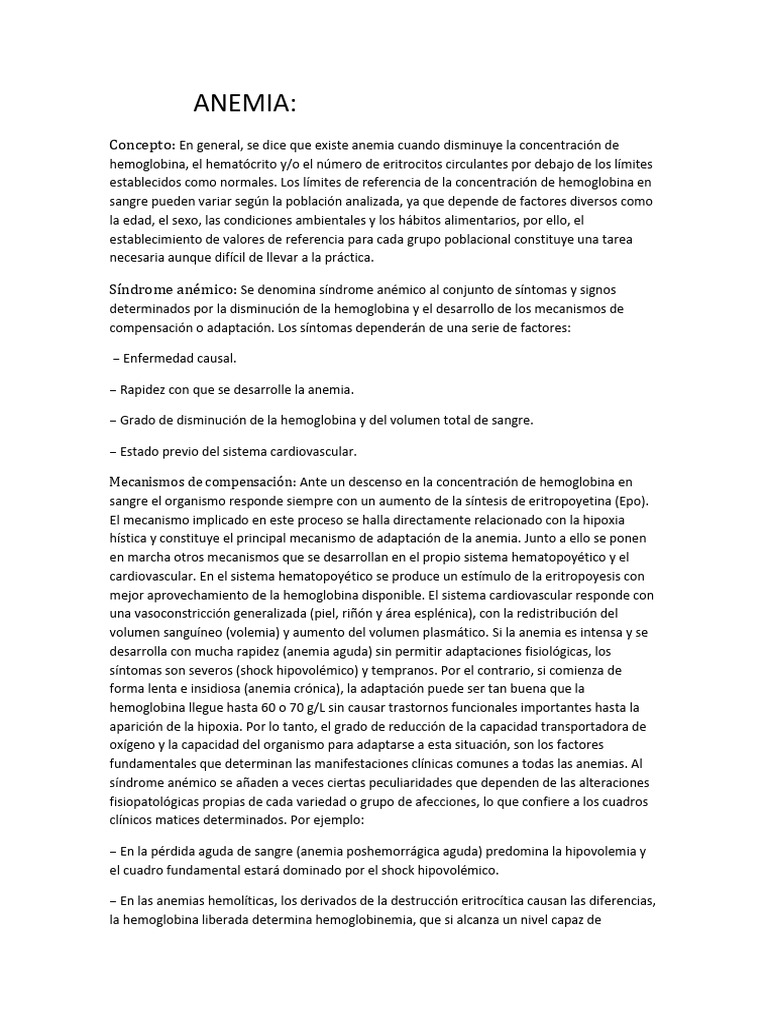 Comprendiendo la Anemia | PDF | Anemia | Sangre