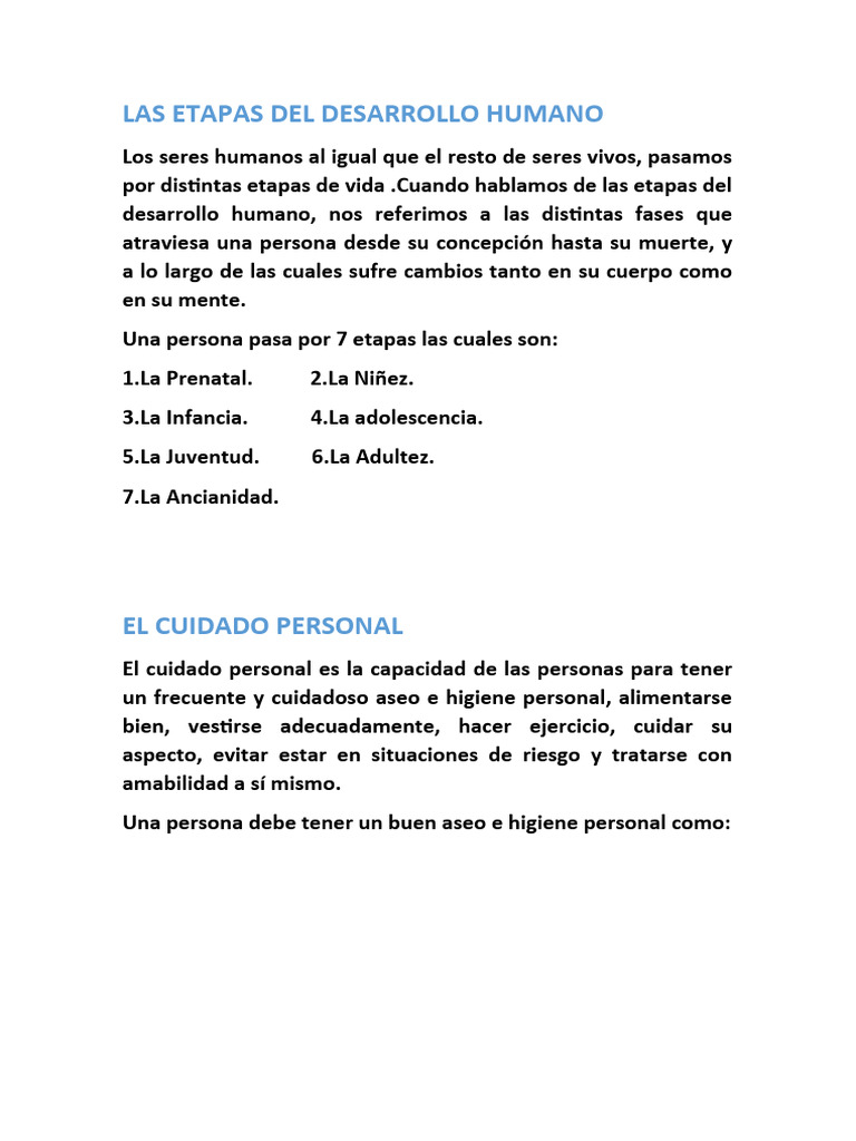 LAS ETAPAS DEL DESARROLLO HUMANO | PDF