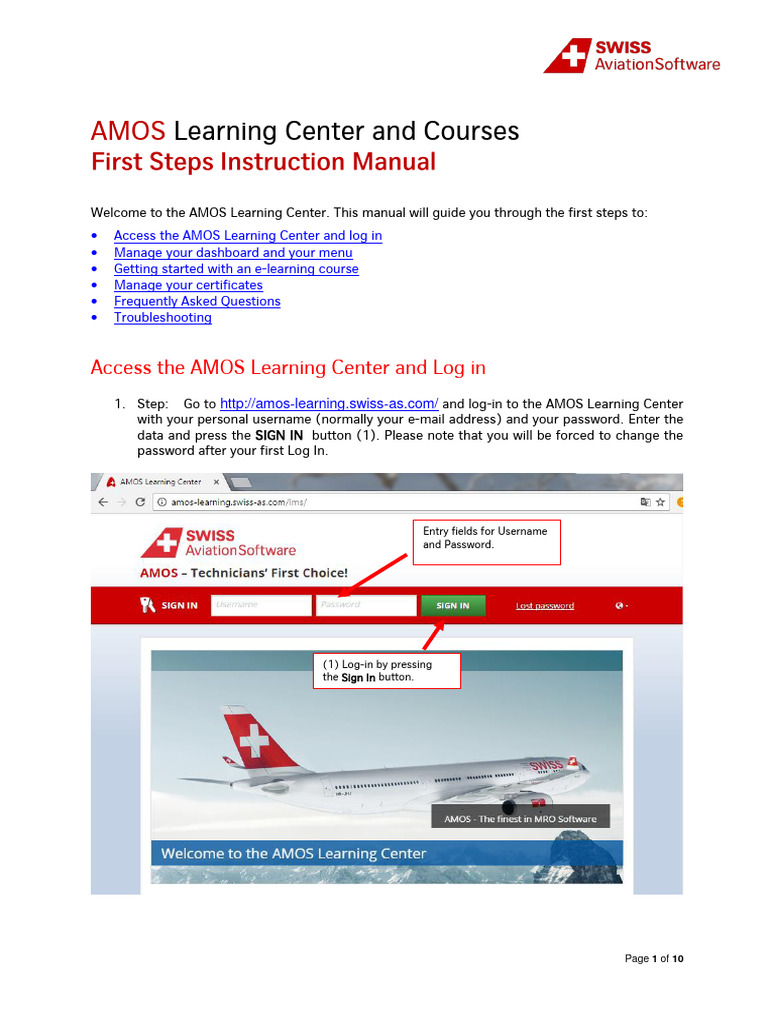 AMOS Learning Center Instruction Manual | PDF | World Wide Web | Internet & Web