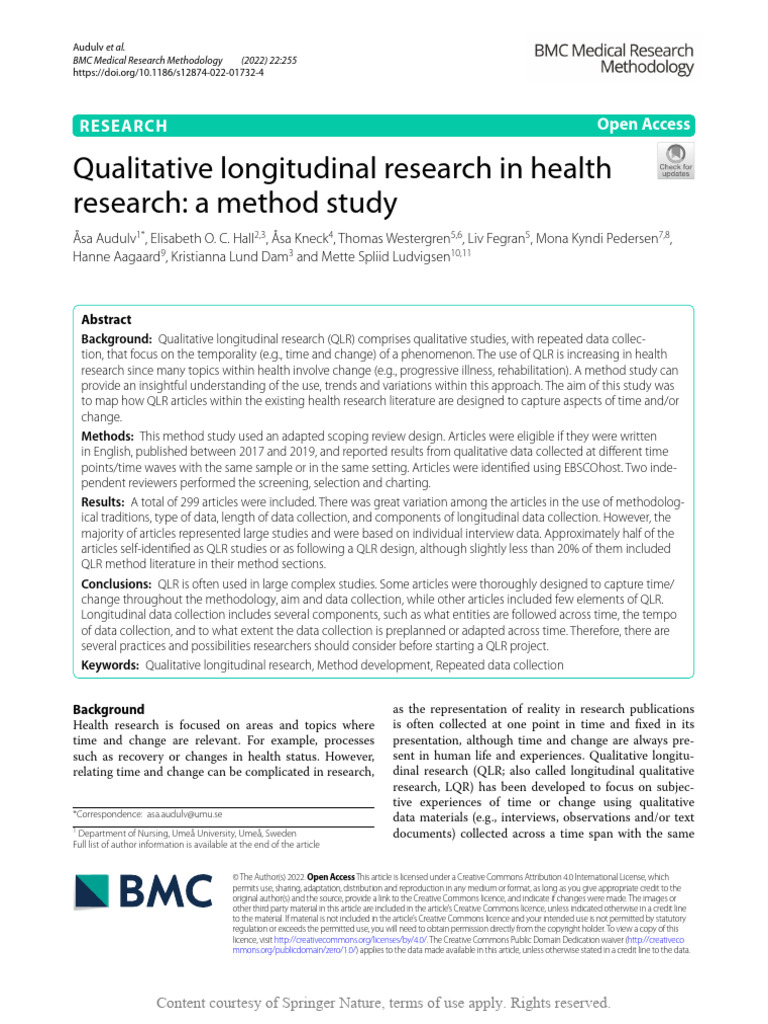 Qualitative Longitudinal Research in Health Resear | PDF | Methodology ...