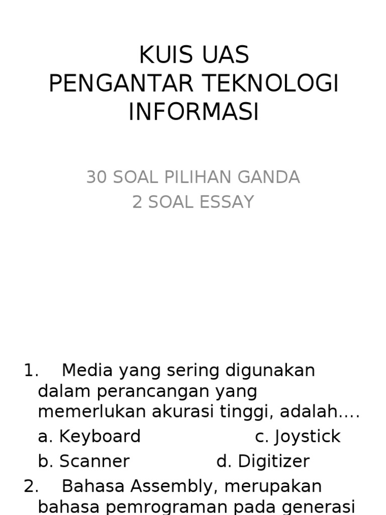 Kuis UAS PG PTI | PDF