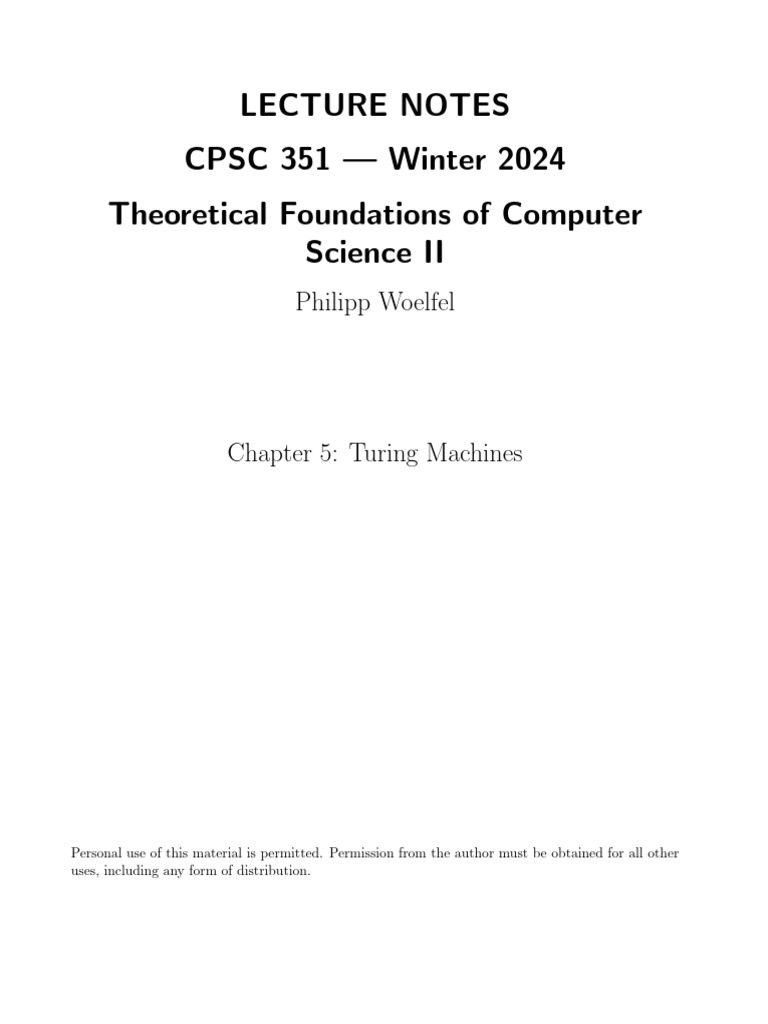 Turing Machines Overview by Philipp Woelfel | PDF | Function (Mathematics) | Mathematical Logic