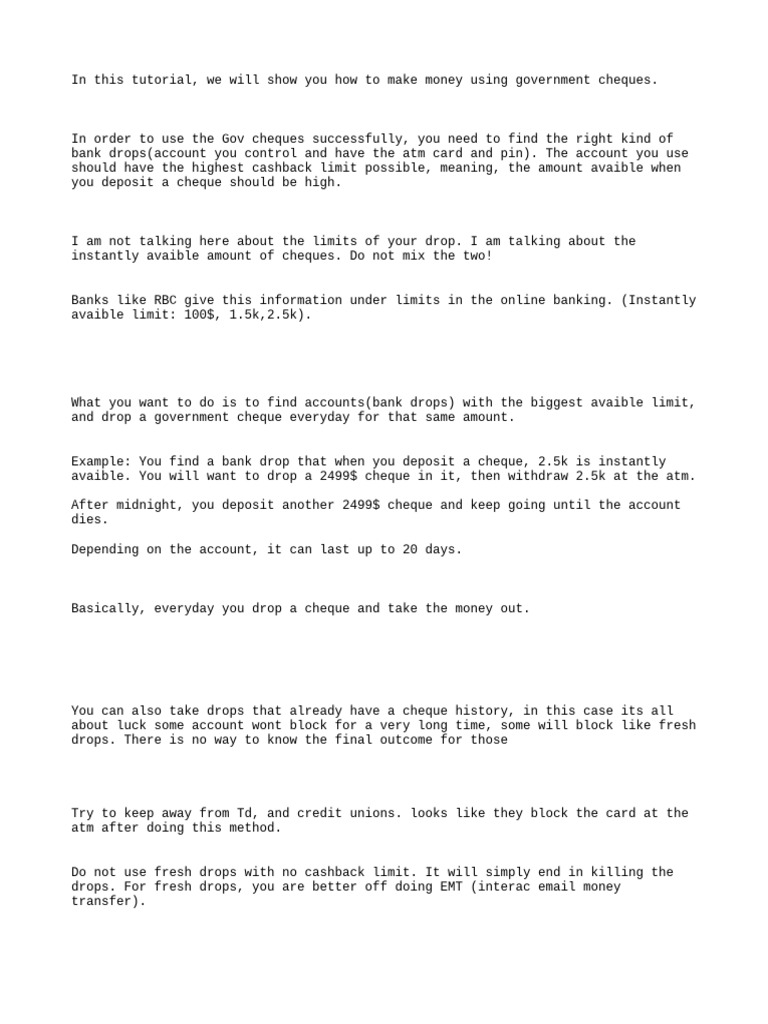 How To Make Money With Gov Cheques | PDF | Finance & Money Management