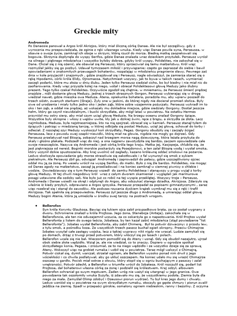 Mity Greckie - Wybór | PDF