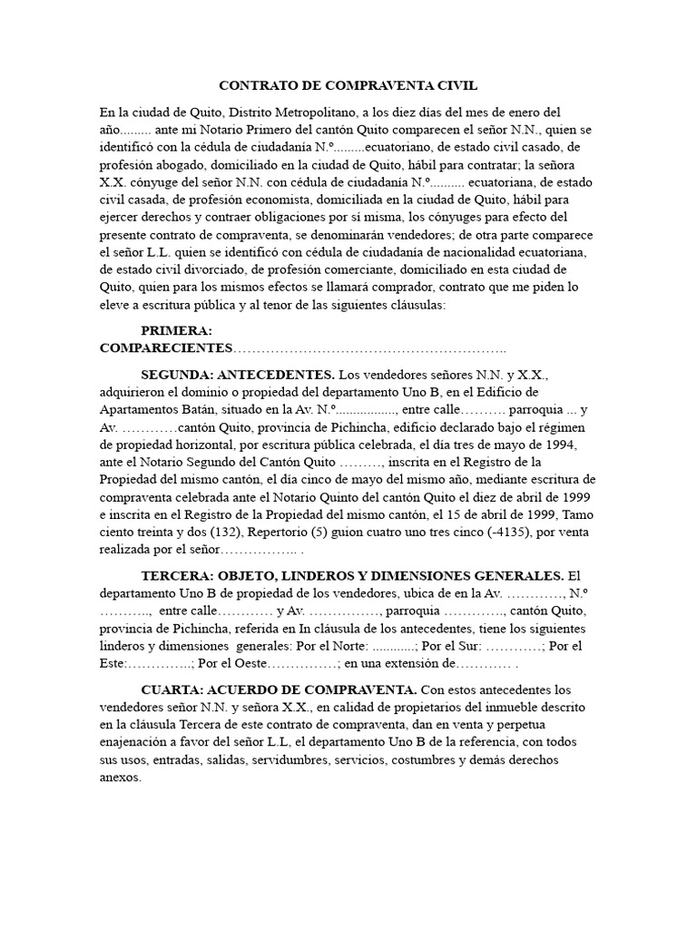 Contrato de Compraventa Civil | PDF | Derecho privado | Ley común