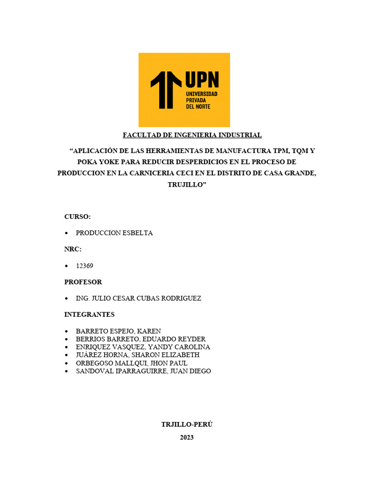 Produccion Esbelta Final | Descargar gratis PDF | Lean Manufacturing | Calidad (comercial)