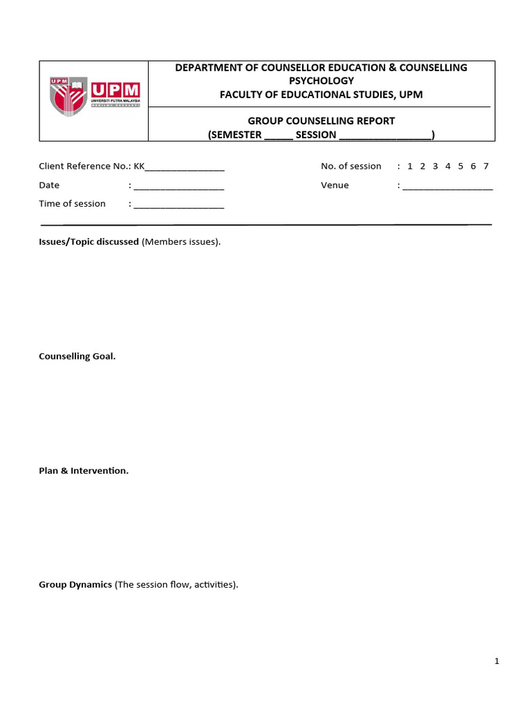Group Counseling Report Template | PDF | Career & Growth | Business