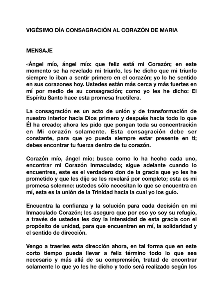Vigésimo Día de Consagración a María | PDF | María, madre de Jesús ...
