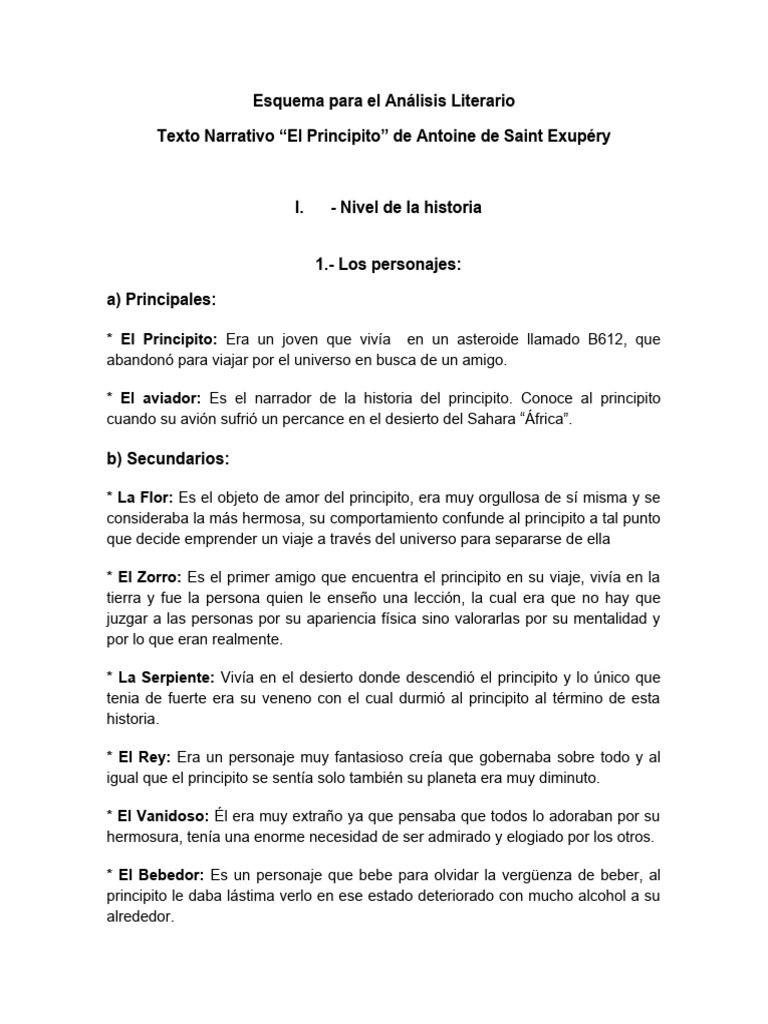 Analisis Literario Del Principito Definitivo | PDF | El Principito