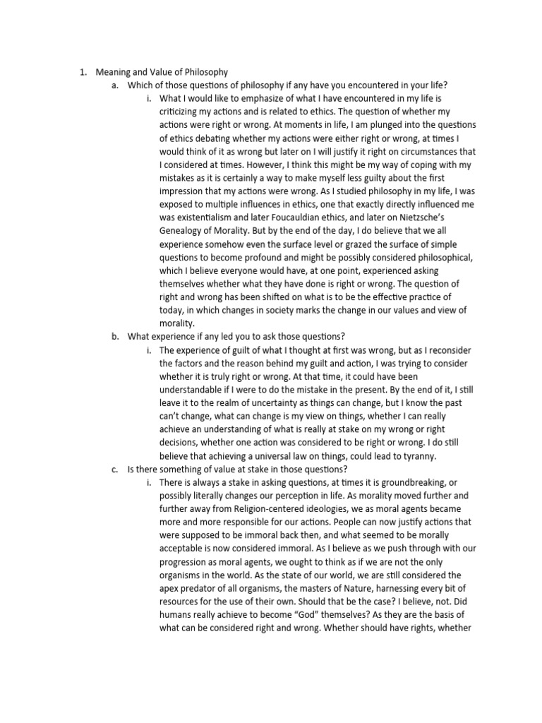 Ethical Reflections in Philosophy | PDF | Morality | Liberal Arts Education