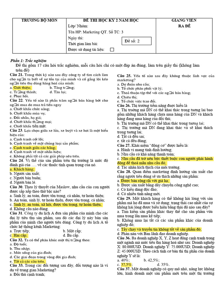 _Đề_Mark QT (tham khao 2_full) | PDF