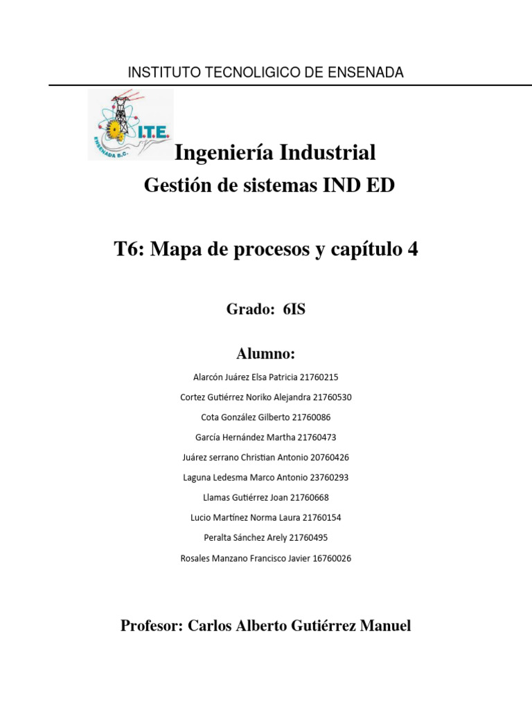 T6_Mapa de Procesos_Capitulo 4 | Descargar gratis PDF | Calidad (comercial) | Sistema de manejo ...