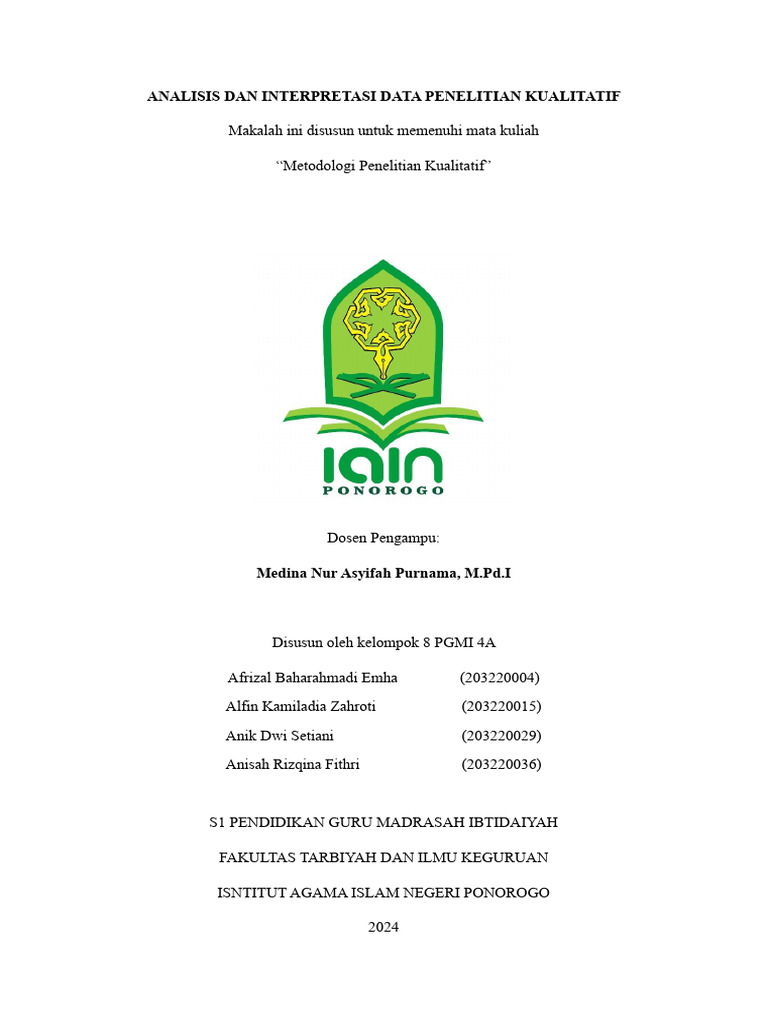Kel 8 Analisis Dan Interpretasi Data Penelitian Kualitatif | PDF Kel 8 Analisis Dan Interpretasi Data Penelitian Kualitatif | PDF