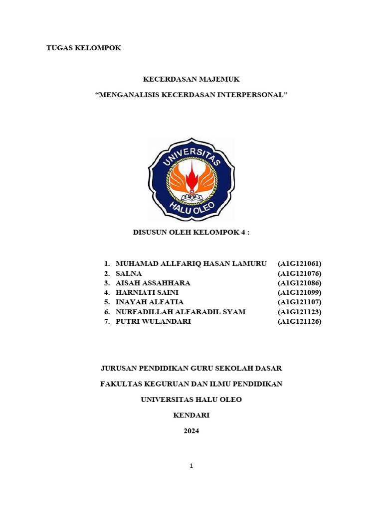 Tugas Kelompok - Kecerdasan Majemuk - Kelompok 4 | PDF | Karier & Perkembangan