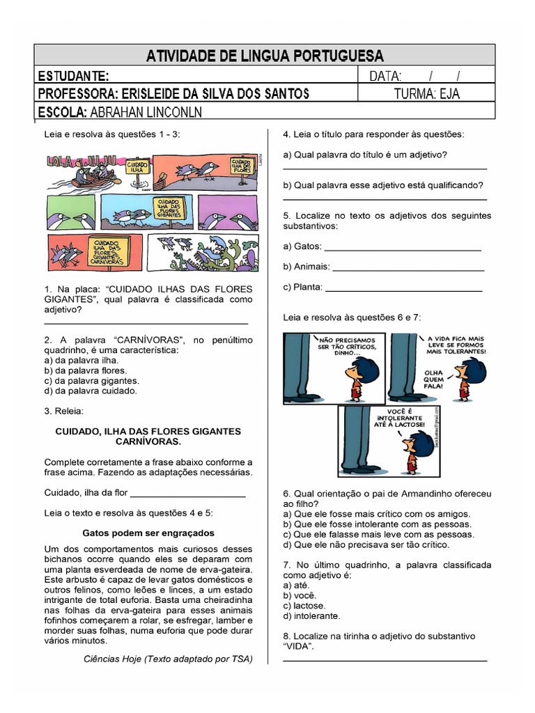 Atividade Adjetivo 2 | PDF