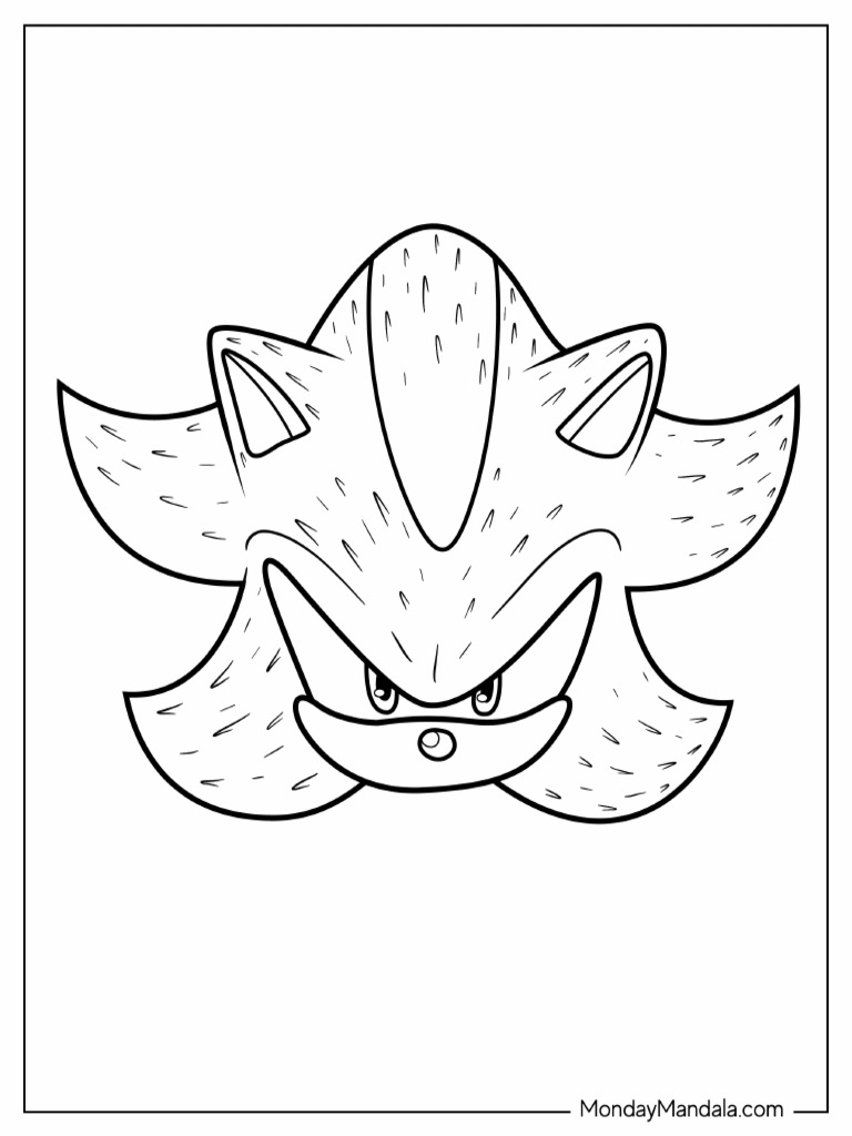Simple Shadow The Hedgehog Face Coloring Sheet For Kids | PDF