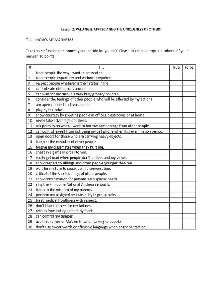 Valuing Uniqueness in Interpersonal Manners | PDF | Wellness