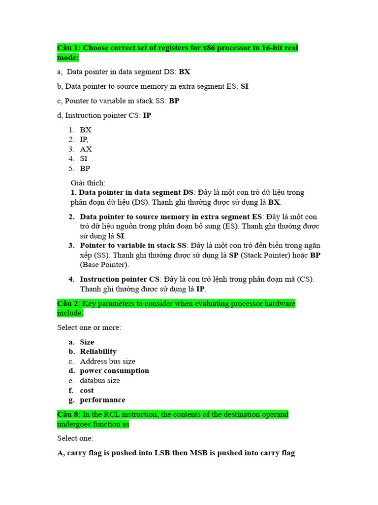 x86 Processor Basics Quiz | PDF | Random Access Memory | Cpu Cache