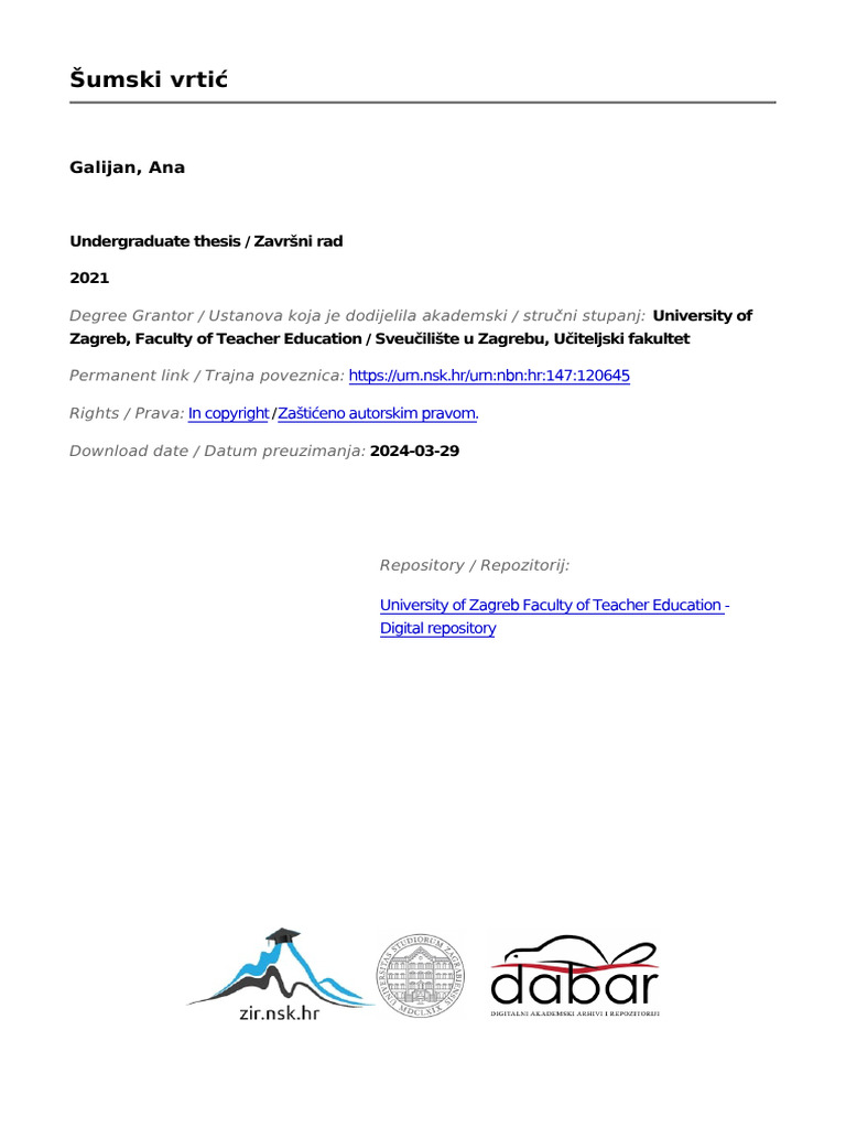 Galijan Ana - Sumski Vrtic | PDF