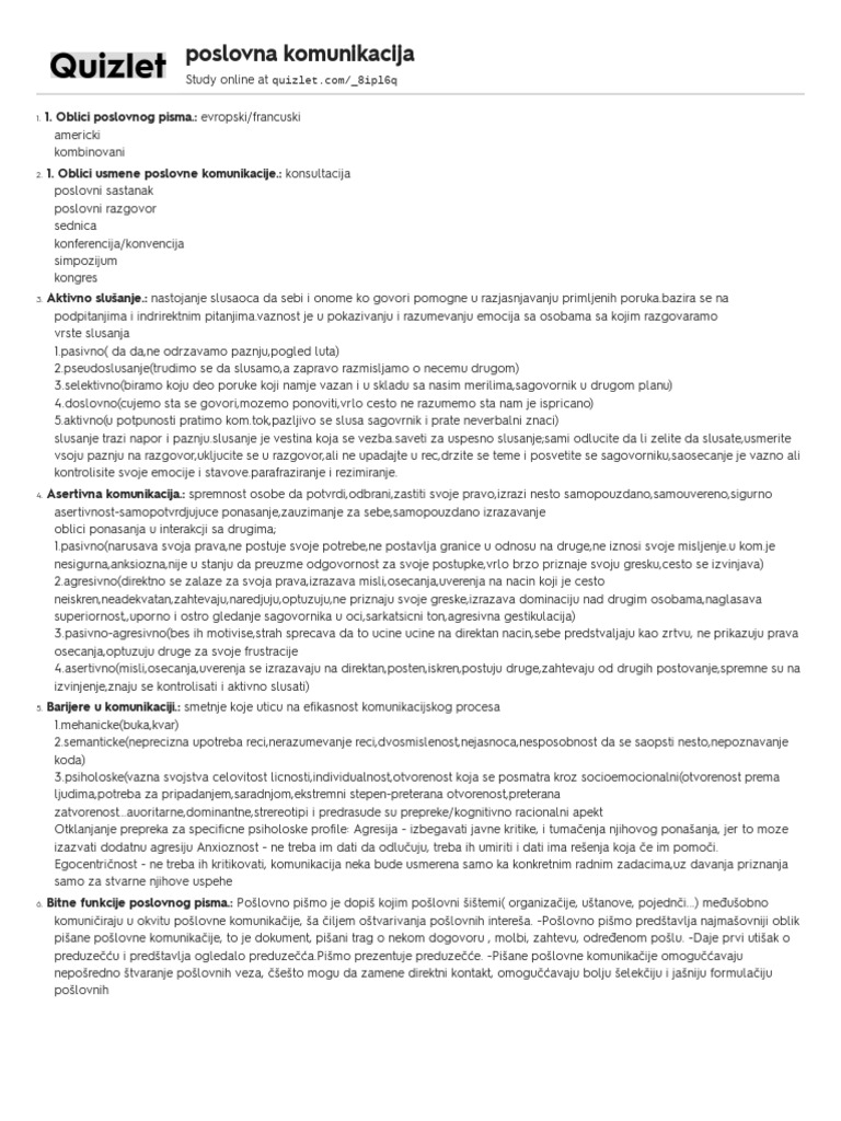 Poslovna Komunikacija-Psihologija | PDF
