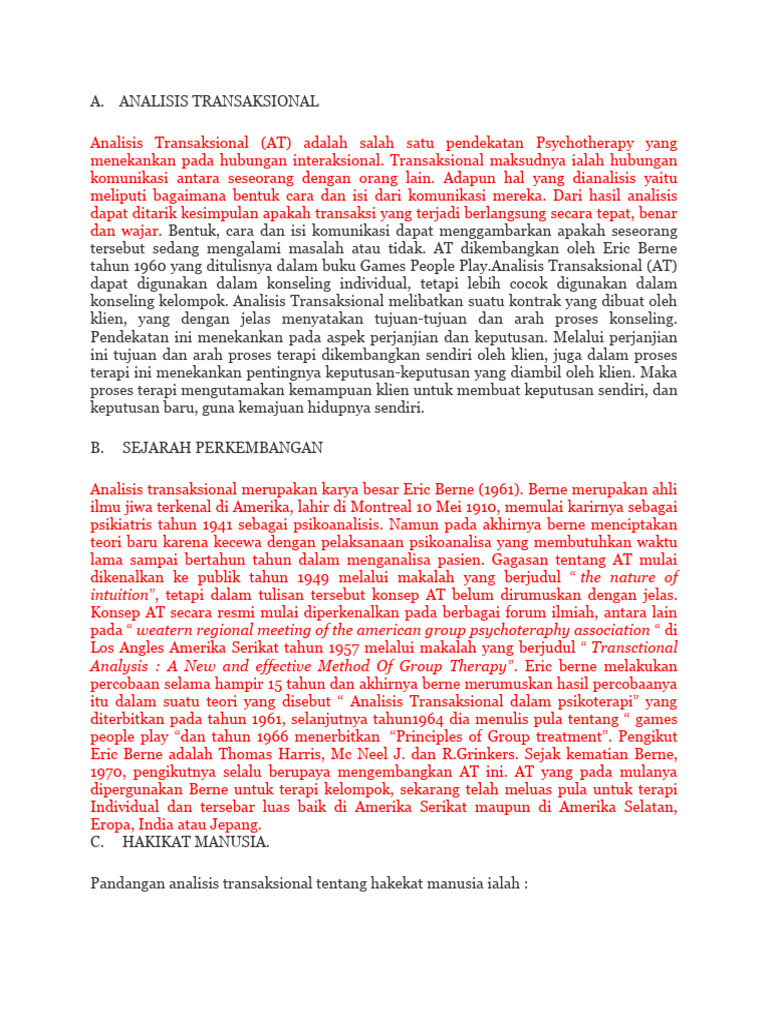 Teori Analisis Transaksional dalam Psikoterapi | PDF