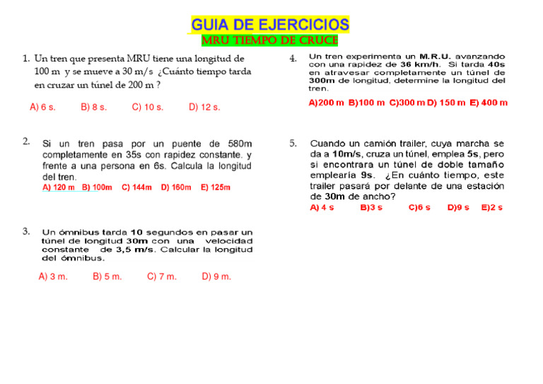 MRU TIEMPO DE Cruce | PDF | Ciencia y matemáticas | Tecnología
