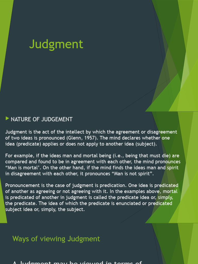 Judgment | PDF | Proposition | Truth