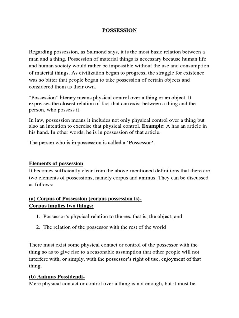 possession and kinds of possession | PDF | Possession (Law) | Justice