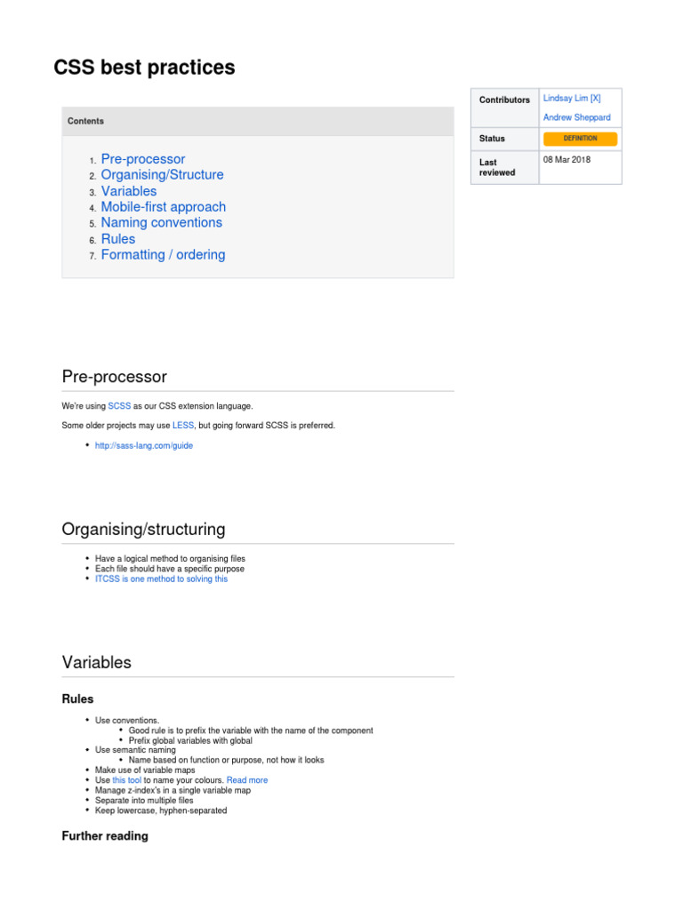 CSS Best Practices and Naming Conventions | PDF | Software | Computer Programming
