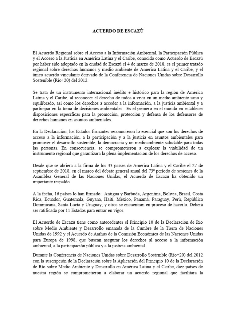 ACUERDO DE ESCAZÙ | PDF