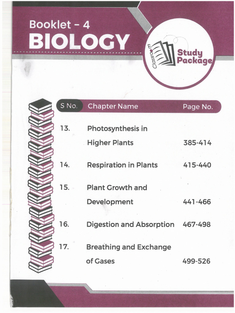 Biology Booklet 4 – Photosynthesis in Higher Plants & Respiration in ...