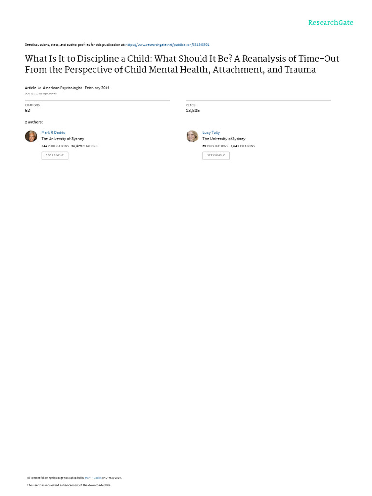 Dadds Tully, 2019 | PDF | Reinforcement | Attachment Theory Dadds Tully, 2019 | PDF | Reinforcement | Attachment Theory