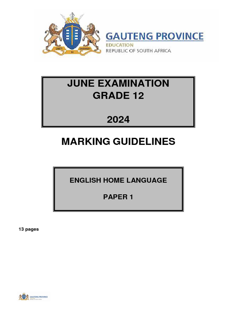 Grade 12 English Paper 1 Marking Guidelines | PDF | Sustainability ...