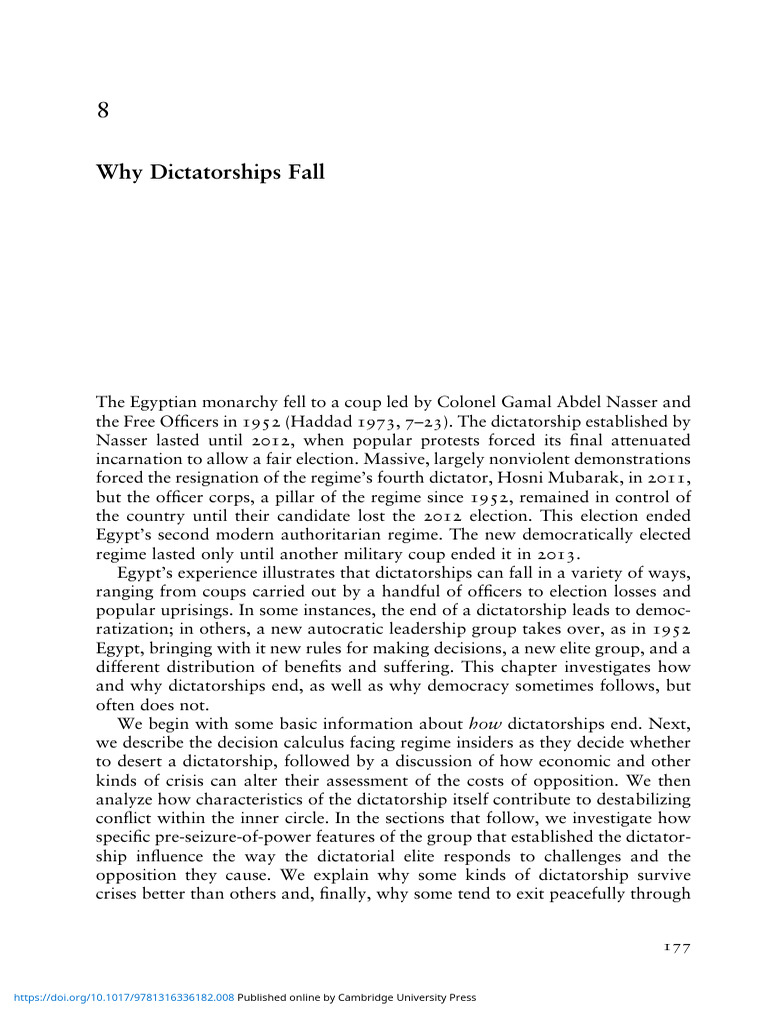 How Dictatorships End and Evolve | PDF | Dictatorship | Coup D'etat