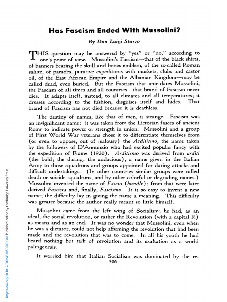 Has Fascism Ended With Mussolini | PDF | Fascism | Benito Mussolini