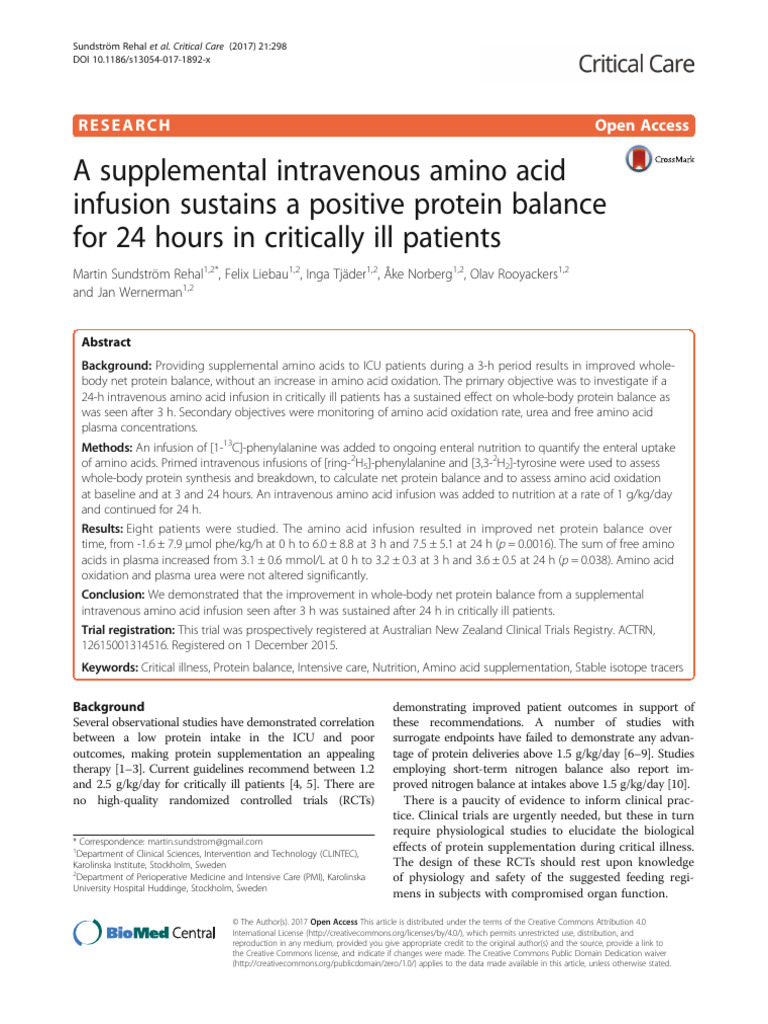 A_supplemental_intravenous_amino_acid_infusion_sus | PDF | Intensive ...