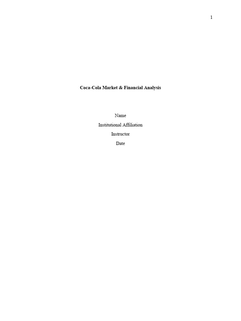 Coca-Cola Market & Financial Overview | PDF | The Coca Cola Company ...