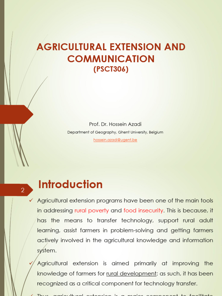 Agricultural Extension and Communication | PDF | Agriculture | Economies