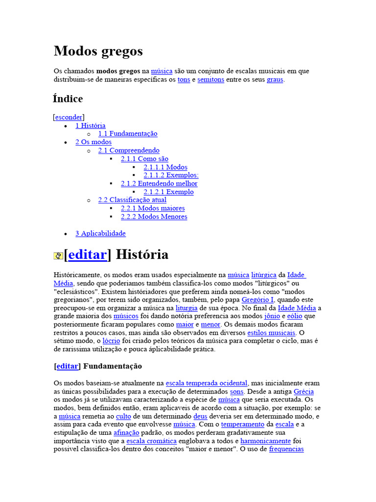 Modos Gregos na Música: Definição e Tipos | PDF | Musicologia | Teoria ...