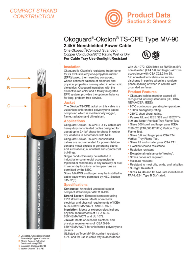 Ficha Tecnica de Okonite | PDF | Electrical Conductor | Insulator ...