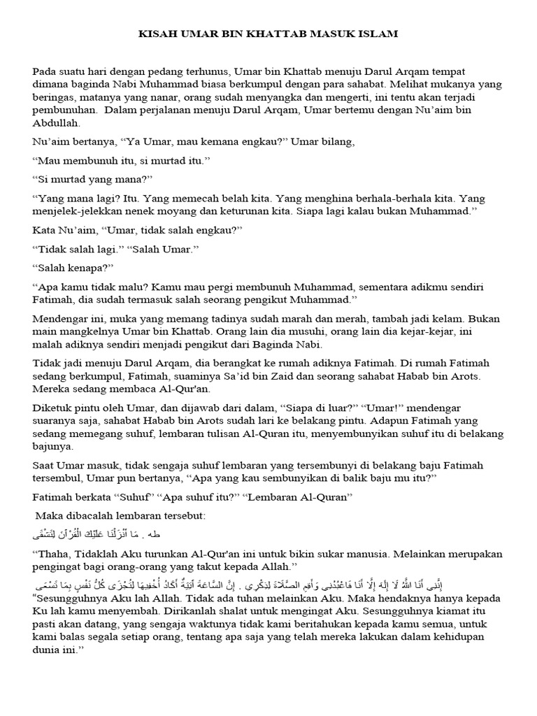 KISAH UMAR BIN KHATTAB MASUK ISLAM | PDF