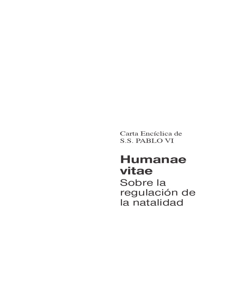 Pablo VI - Humane Vitae | PDF | Amor | Iglesia Católica