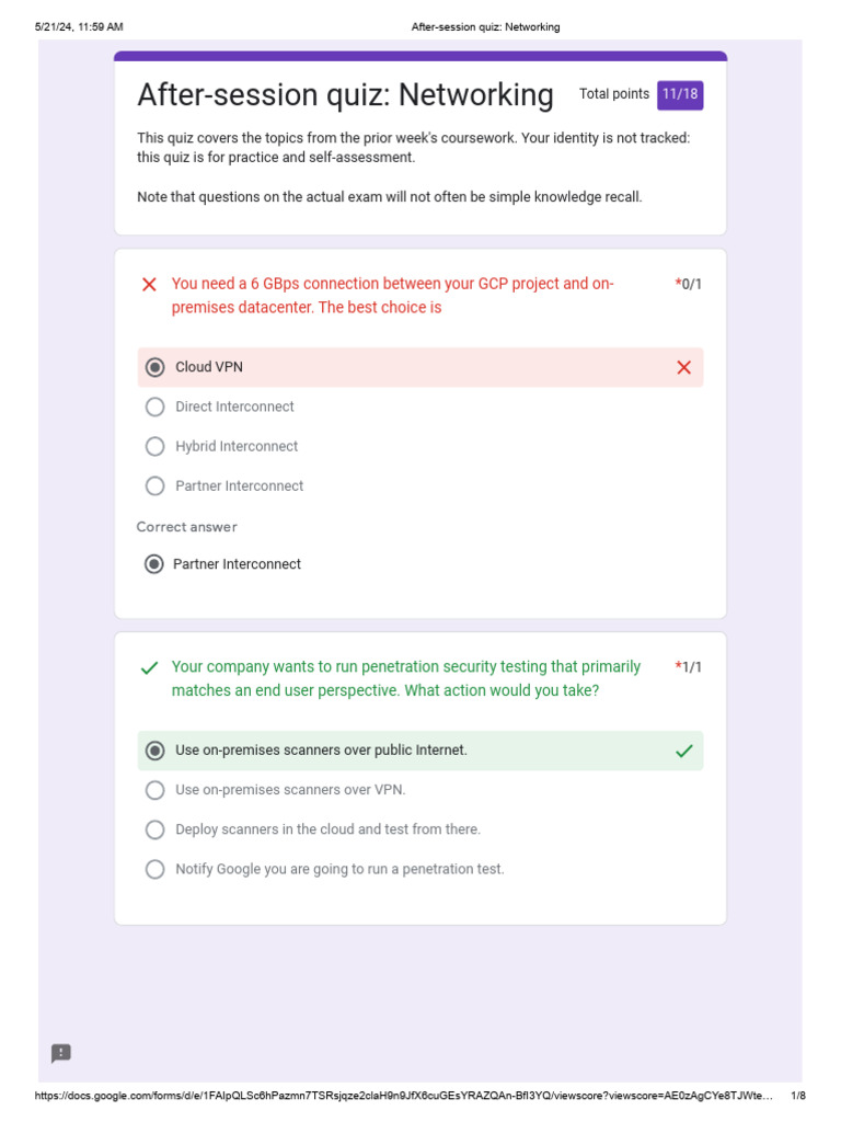 After-session Quiz_ Networking | PDF | Computer Network | Load Balancing (Computing)