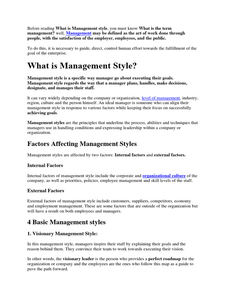 Understanding Management Styles | PDF | Leadership | Goal