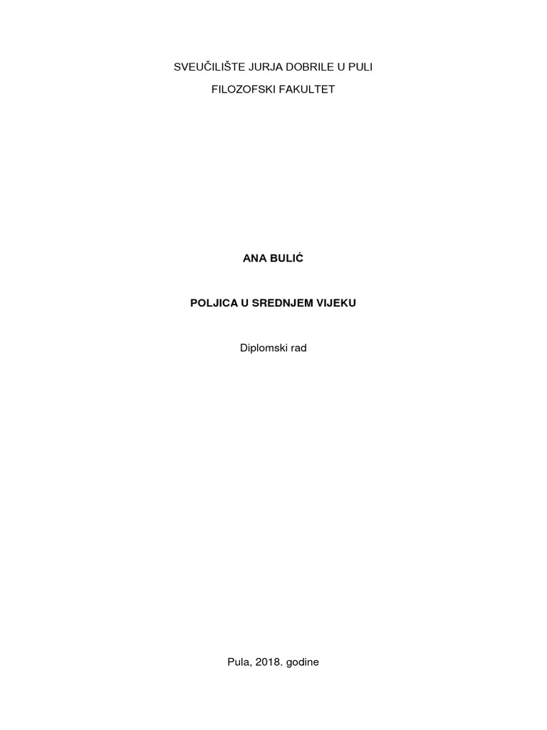 Ana Bulic - Poljica u Srednjem Vijeku - Diplomski Rad | PDF