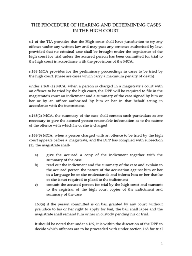 The Procedure of Hearing and Determining Cases in The High Court | PDF ...