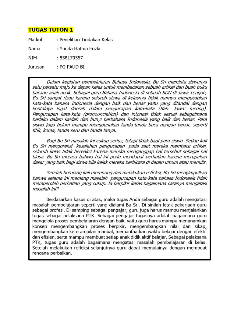 TUGAS TUTON 1 PTK Yunda | PDF | Kesehatan Holistik